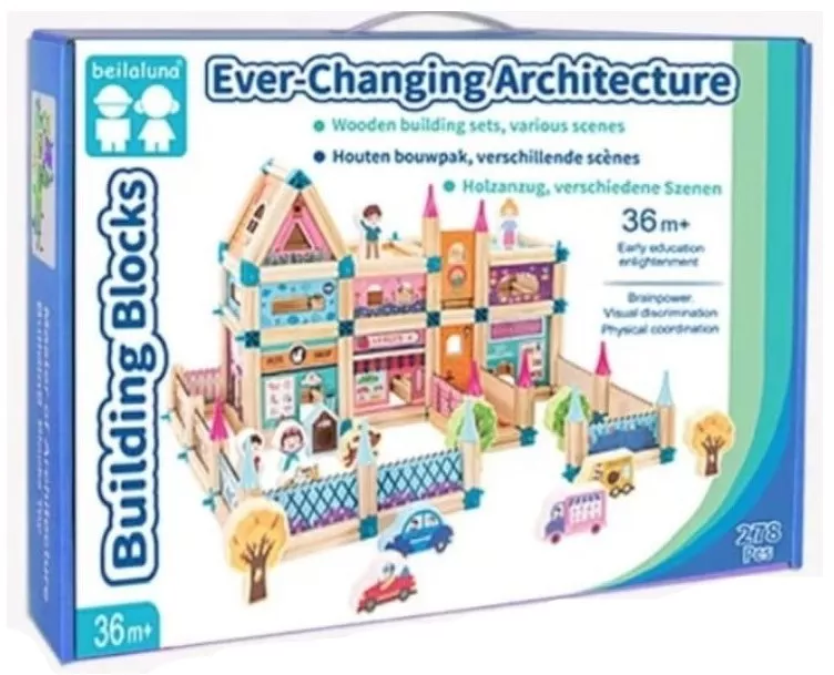 Set de Constructie din Lemn Natural si Plastic pentru Copii - 278 de ...