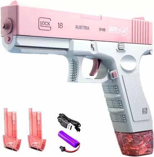 Pistol cu Apa Electric Automat Glock 18 cu 2 Incarcatoare Jet Continuu si - cel.ro