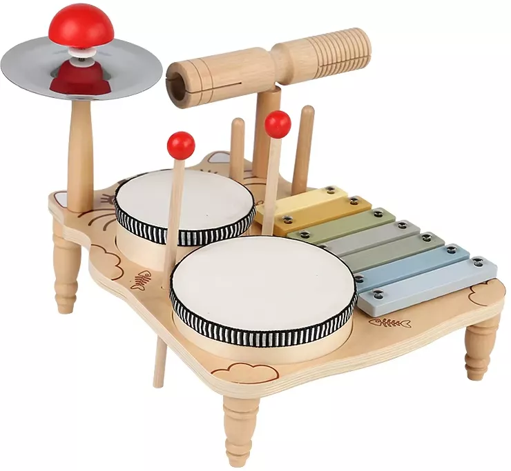 Set mare - Instrumente Muzicale Montessori din Lemn - Toba si Percutie ...