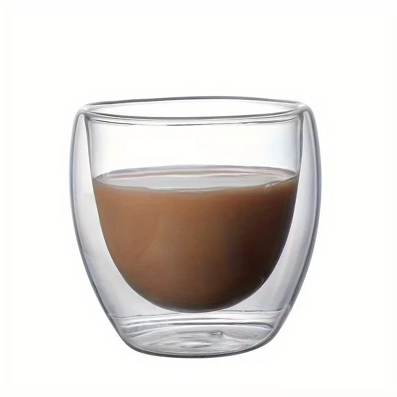 Pahar pentru cafea cu pereti dubli 250ml din sticla transparent compact si