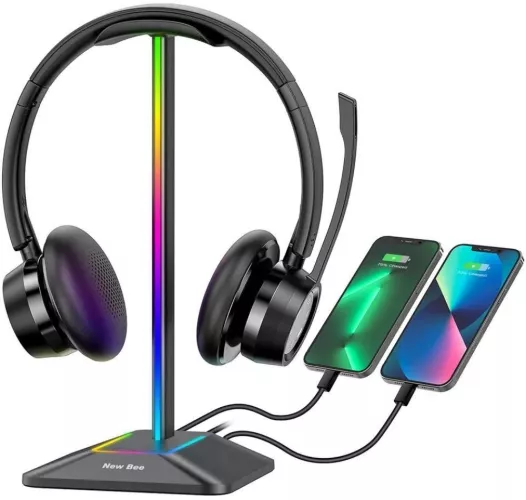 Suport casti gaming Disco-stand Antiderapant iluminare RGB USB Negru ...