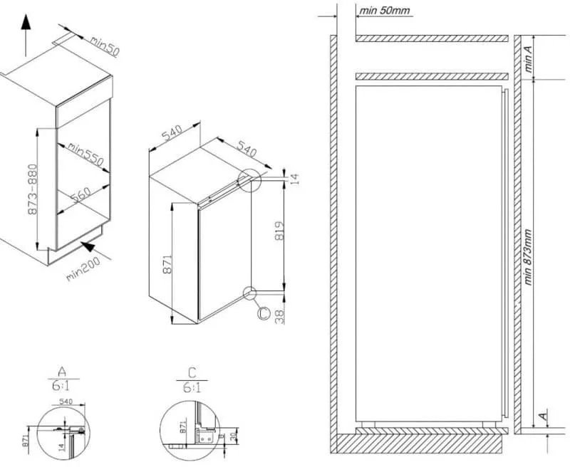 Mini frigider incorporabil Schneider 135 litri alb k3ha_849841888 - cel.ro