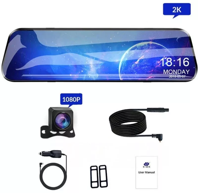 Resigilat Camera Auto Tip Oglinda E-ACE A38 Dubla 12 Inch 2K IPS Touch ...