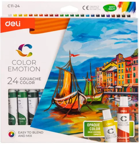 Set 24 Culori Acrilice Deli Color Emotion Rezistente la Apa - GPC12-24 ...