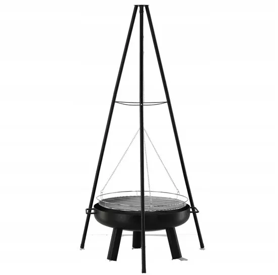 Gratar de gradina cu carbuni grill rotund trepied ajustabil 64.5x64 ...