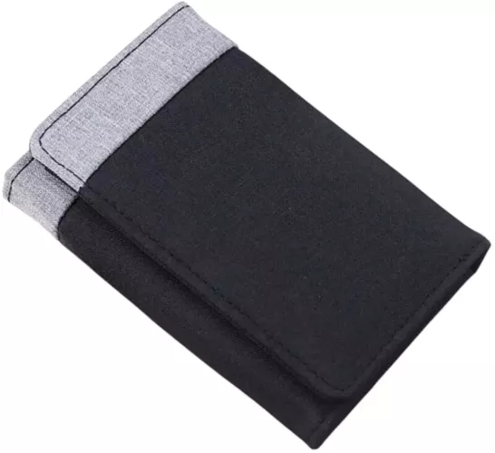 Portofel compact trifold din panza design cu contrast Negru 8a0_617 ...