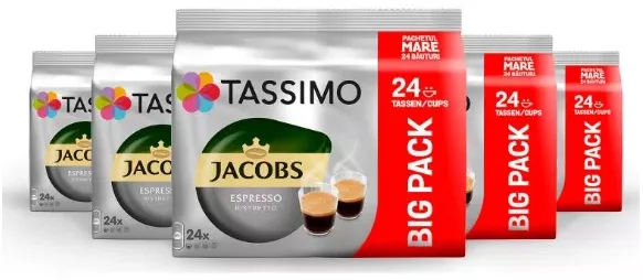 Set 5X Capsule cafea Tassimo Jacobs Espresso Ristretto 120 bauturi x 50 ...