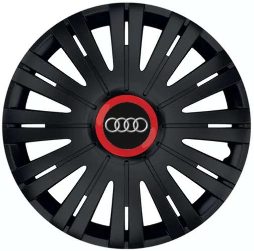 Set 4 capace roti Negre Cu Inel Rosu Active R16 pentru gama auto Audi ...