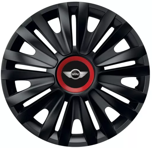 Set 4 capace roti Negre Cu Inel Rosu Royal R14 pentru gama auto Mini ...