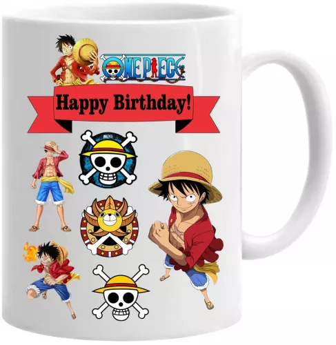 Cana alba personalizata one piece anime happy birthday INOVATIX® . 330 ...