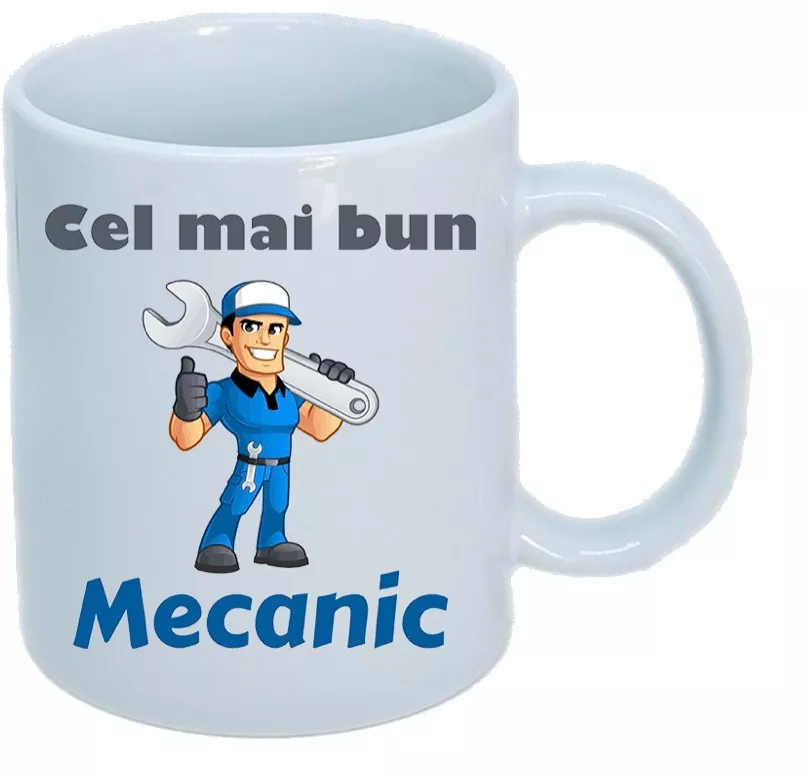 Cana alba personalizata & Cel mai bun mecanic & INOVATIX® . 330 ml - cel.ro