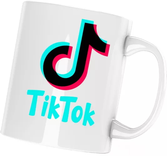 Cana alba personalizata & Tik Tok Blue Logo& INOVATIX® . 330 ml - cel.ro