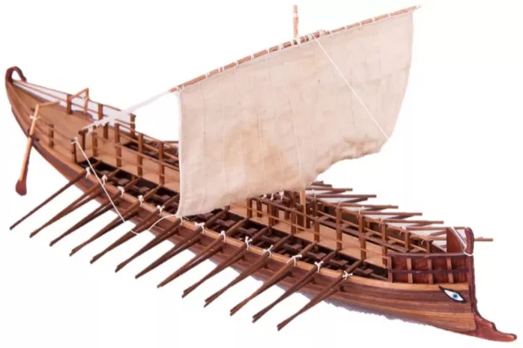Kit de construit barca din lemn cu panze Greek Bireme / Scara 1 72 / 14+