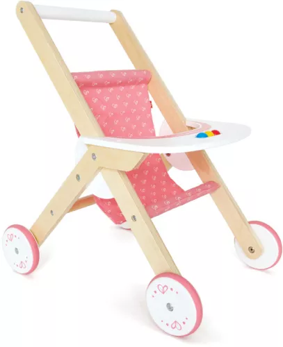 Carucior clasic pentru papusi din lemn Hape TAG_E3603A - cel.ro
