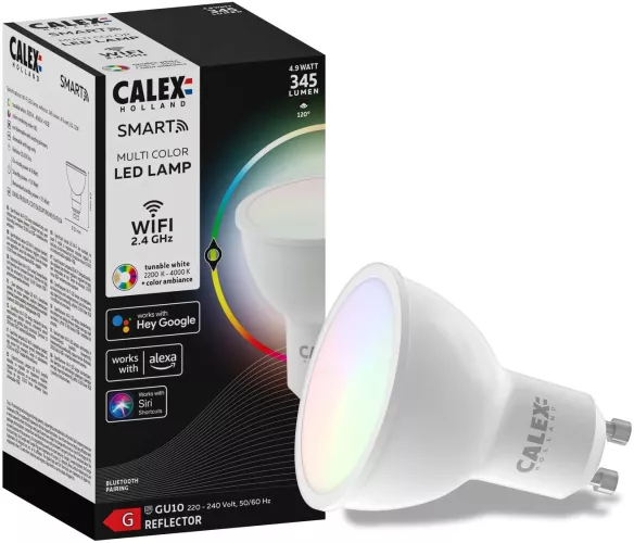 Bec LED RGB inteligent Calex Smart Wi-Fi Bluetooth GU10 4.9W 345 lm ...