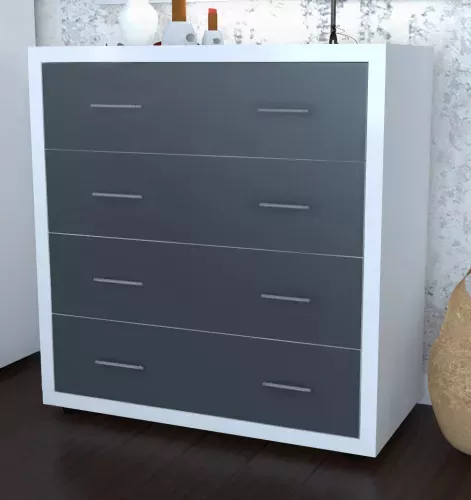 Comoda Torino cu sertare Alb / Gri 85 x 89 x 42 cm torinocomalb/gri ...