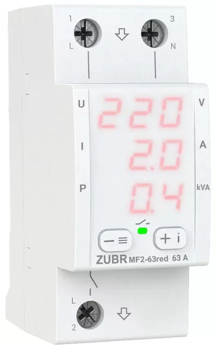 Releu de tensiune monofazat ZUBR MF2-63 RED - Curent reglabil 0.1-63A ...