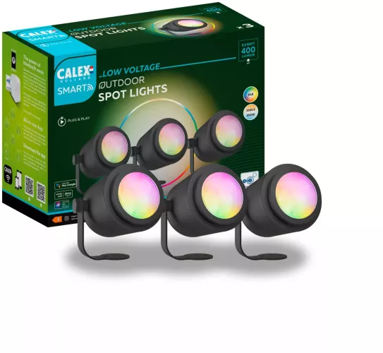 Set 3 bucati Spot LED de gradina Calex Smart Ground 24V lumina alba si ...