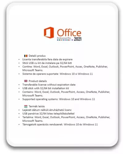 Microsoft Office 2021 Professional Plus stick USB licenta transferabila ...