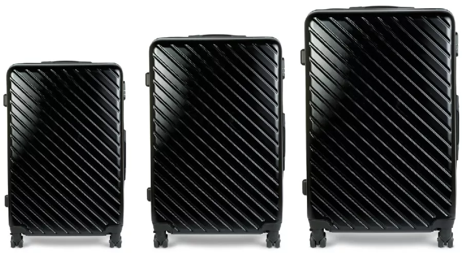 Set 3 Valize/Trolere Rigide din ABS++ cu Cifru si Roti Detasabile Negru ...