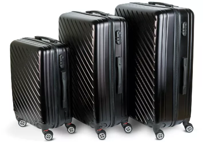 Set 3 Valize/Trolere Rigide din ABS++ cu Cifru si Roti Detasabile Negru ...