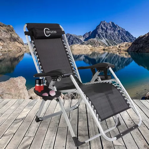 Set Scaun cu Perna tip Sezlong Pliabil Deluxe Gravitatie Zero pentru ...