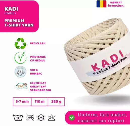 Fir panglica pentru crosetat tricotat si macrame KaDi Small 5-7 mm 110 ...