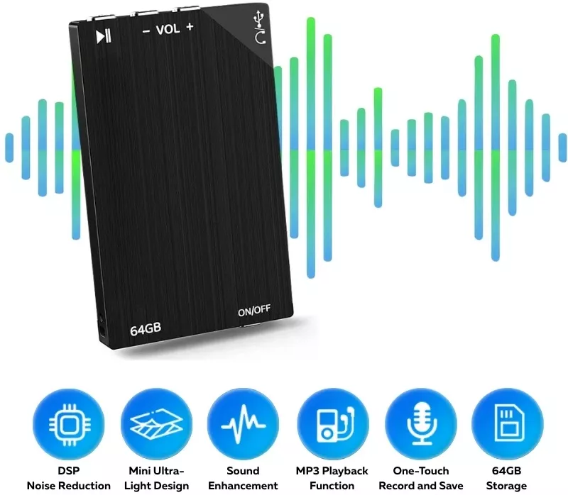 Reportofon iUni V25 64GB Memorie interna Autonomie 80 ore MP3 Player ...