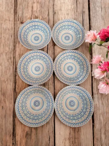 Set 6 boluri ceramice albastre design grecesc 4463 - cel.ro