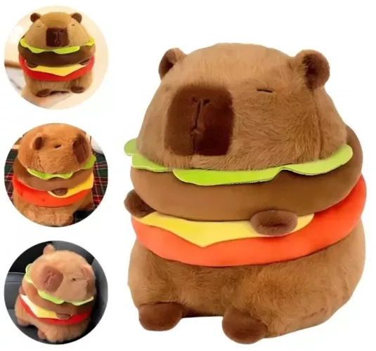 Jucarie din plus Capybara maro 20cm Burger moale simpatic si ideal ...