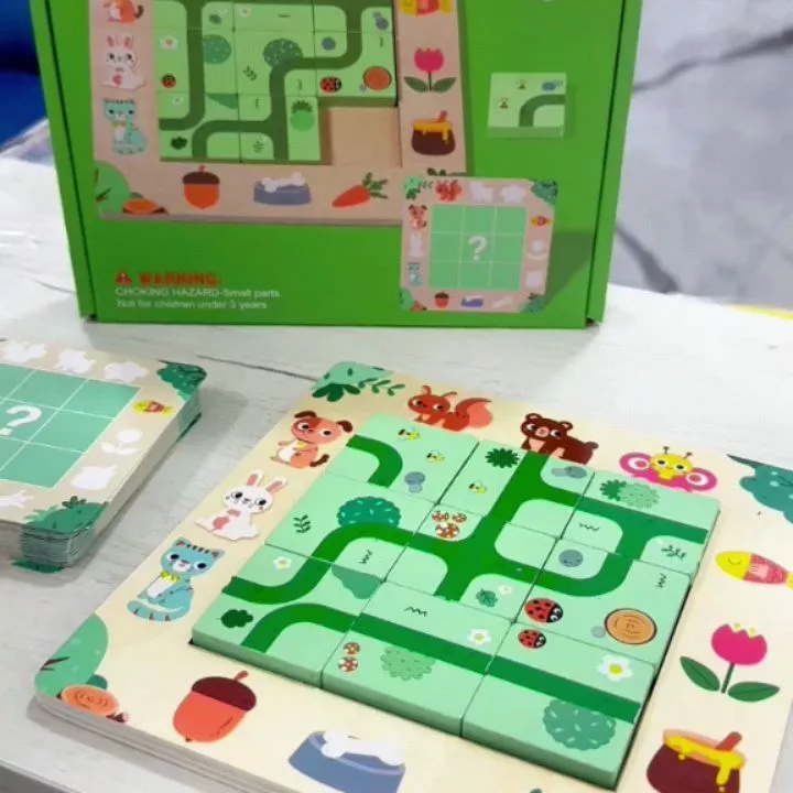 Joc Montessori de logica de tip Puzzle Gaseste Poteca Lemn 17.5x 17.5 ...