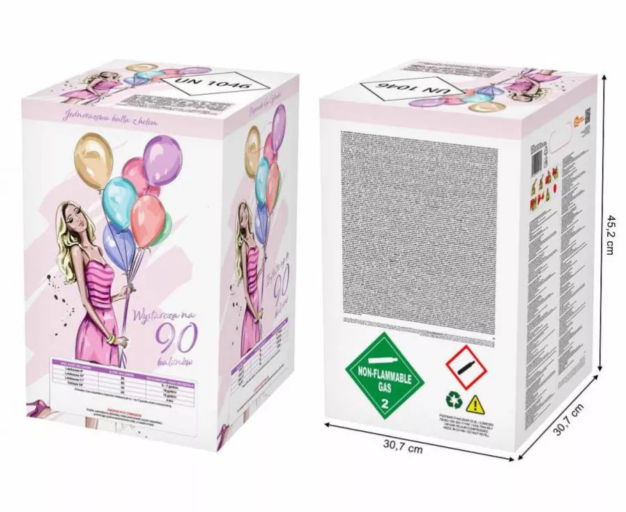 Butelie heliu pentru umflat 90 baloane de 9 inch GD1802 - cel.ro