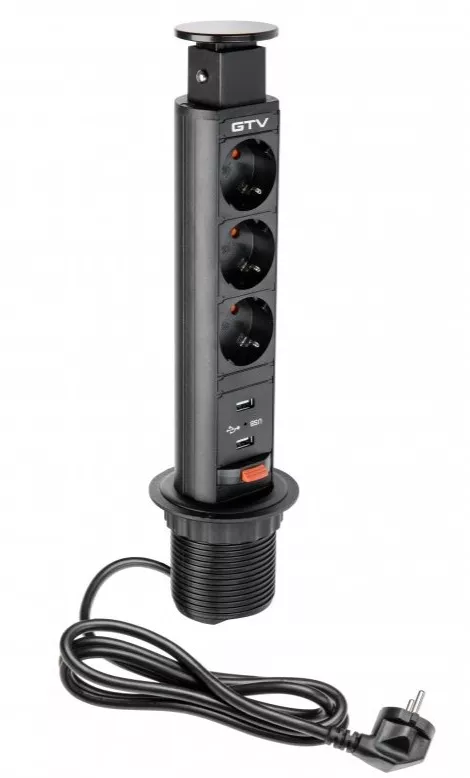 Priza incorporabila elevator GTV D 60 mm cu 3 prize Schuko si 2 porturi ...