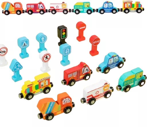 Set interactiv cu vehicule de interventie si indicatoare rutiere ...