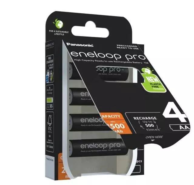 Set acumulatori AA NIMH 2500mAh R6 Eneloop Panasonic 4buc Plastic Free