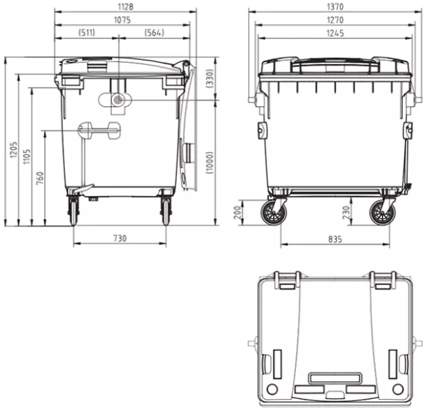 Container Gunoi Capacitate1100lt Material Plastic Container Gunoi 4 Roti