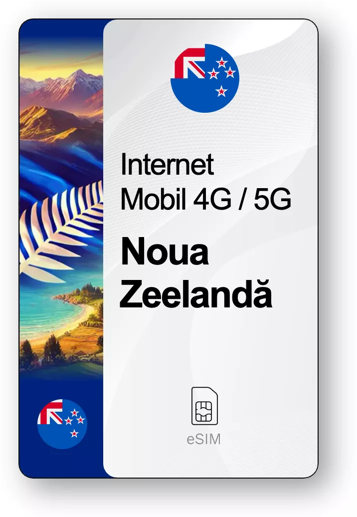 ESIM Internet Noua Zeelanda valabil 30 zile zile trafic 20 GB Standard ...
