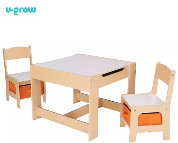Mobilier camera copii Set masuta si 2 scaune lemn natur U-Grow - cel.ro