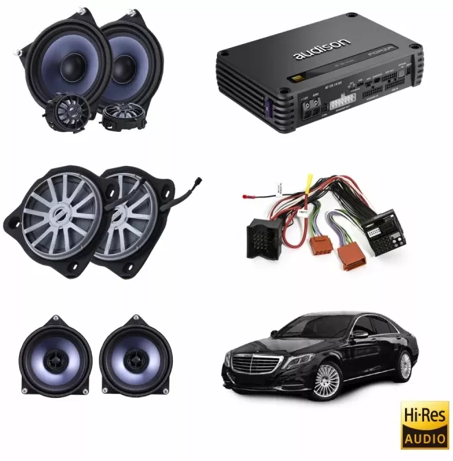 Pachet sistem audio Plug&Play STEG dedicat Mercedes Benz + Amplificator ...