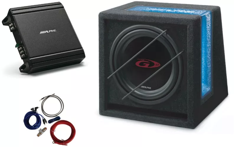 Pachet Subwoofer auto Alpine SBG-1044BR + Amplificator MRV-M250 ...