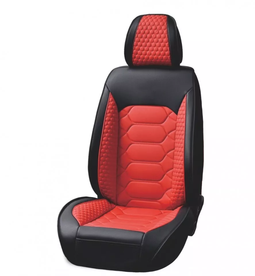 Set huse scaune auto universale piele ecologica negru cu rosu fata ...