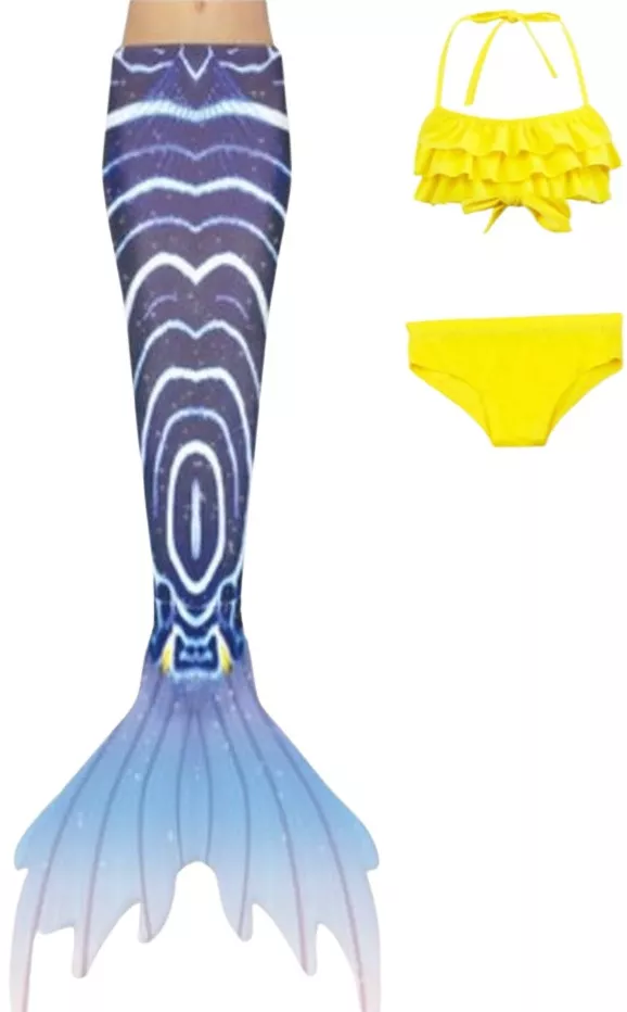 Set 3 piese Costum Sirena Printesa Ariel THK® coada sirena slip top ...