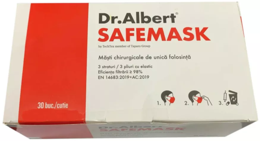 Set 30 bucati Masca medicala faciala de protectie 98 tip II Dr. Albert ...
