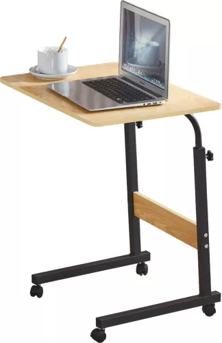 Birou inaltime reglabila cu roti stejar negru Justus 60x40x64-86 cm ...