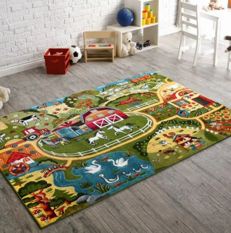 Covor Camera Copii Model Ferma 11287-120 Marime 160 x 230 cm Multicolor ...