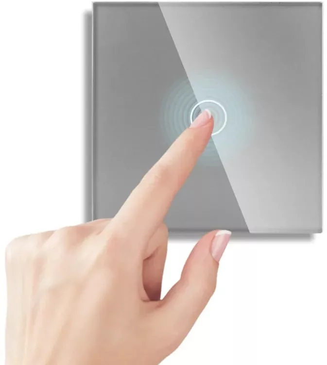 Intrerupator touch iUni 1F Sticla Securizata LED Silver ykg4_462261284 ...