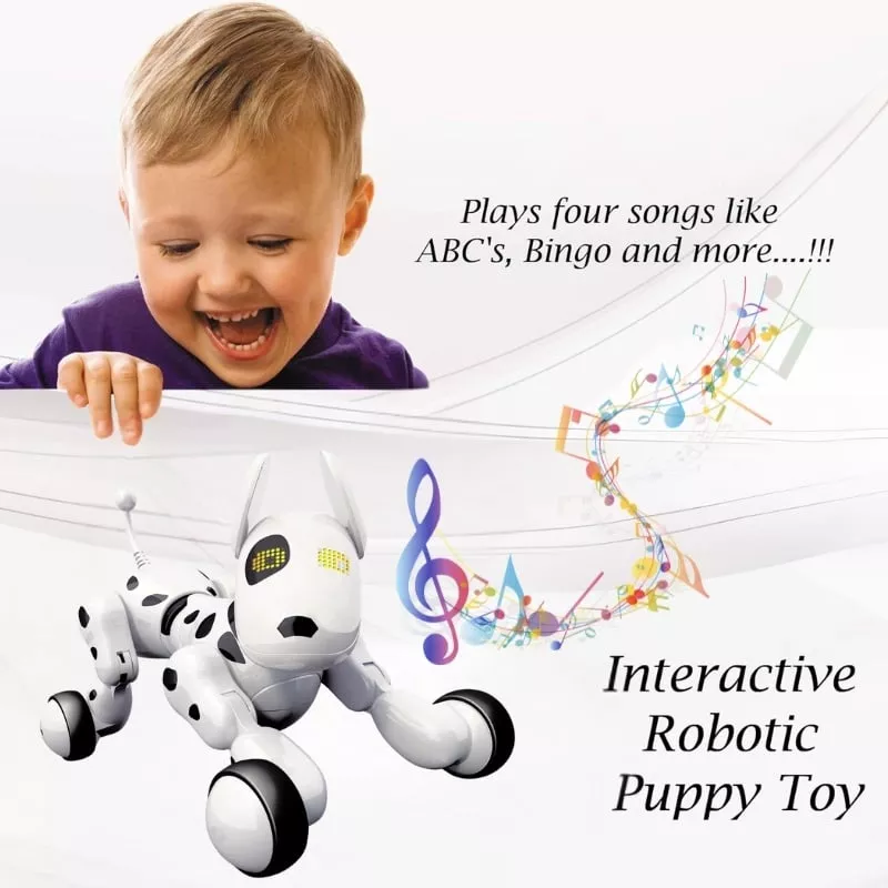 Robot Catel interactiv iUni Smart-Dog vorbitor telecomanda Alb iuni2754 ...