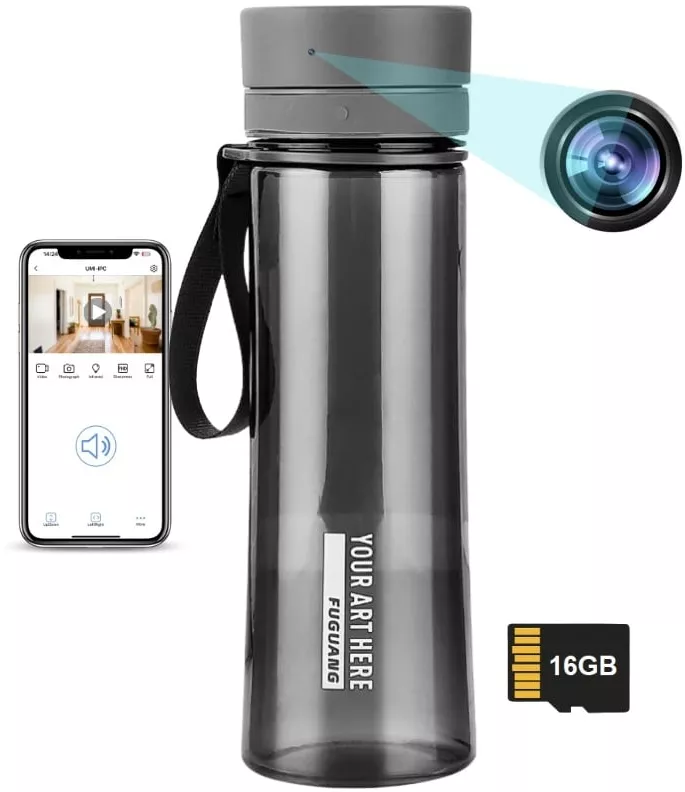 Sticla cu Camera Spion iUni IP48 Wi-Fi 16GB Full HD Vizualizare Live pe ...