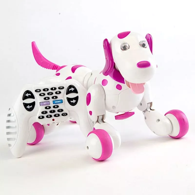 Robot Catel interactiv iUni Smart-Dog telecomanda cu 24 comenzi Alb-Roz ...