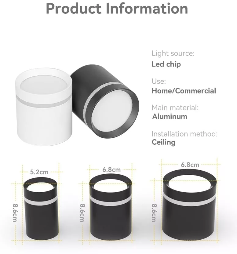 Aplica de Tavan Interior Techstar® 5W Negru 6500K LED IP44 Design ...